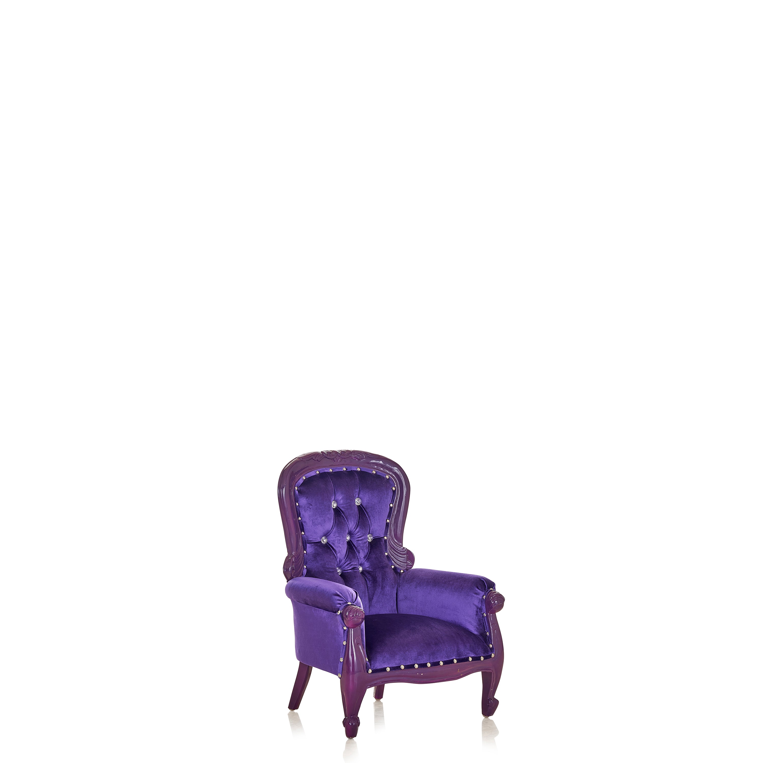 "Amelia 26" Mini Princess Throne Chair - Purple Velvet / Purple
