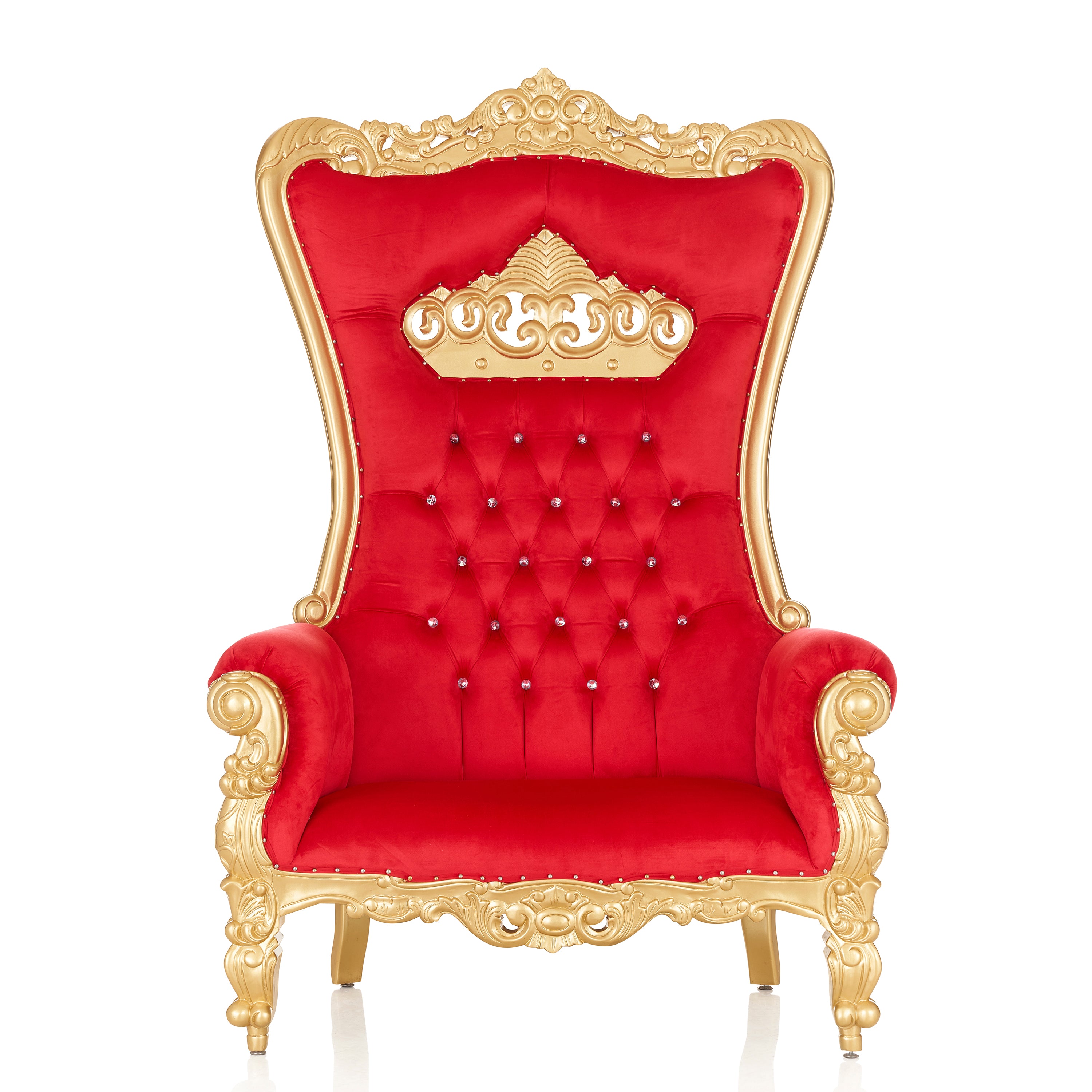 “Crown Tiffany" Extra Wide Throne Chair - Red / Gold