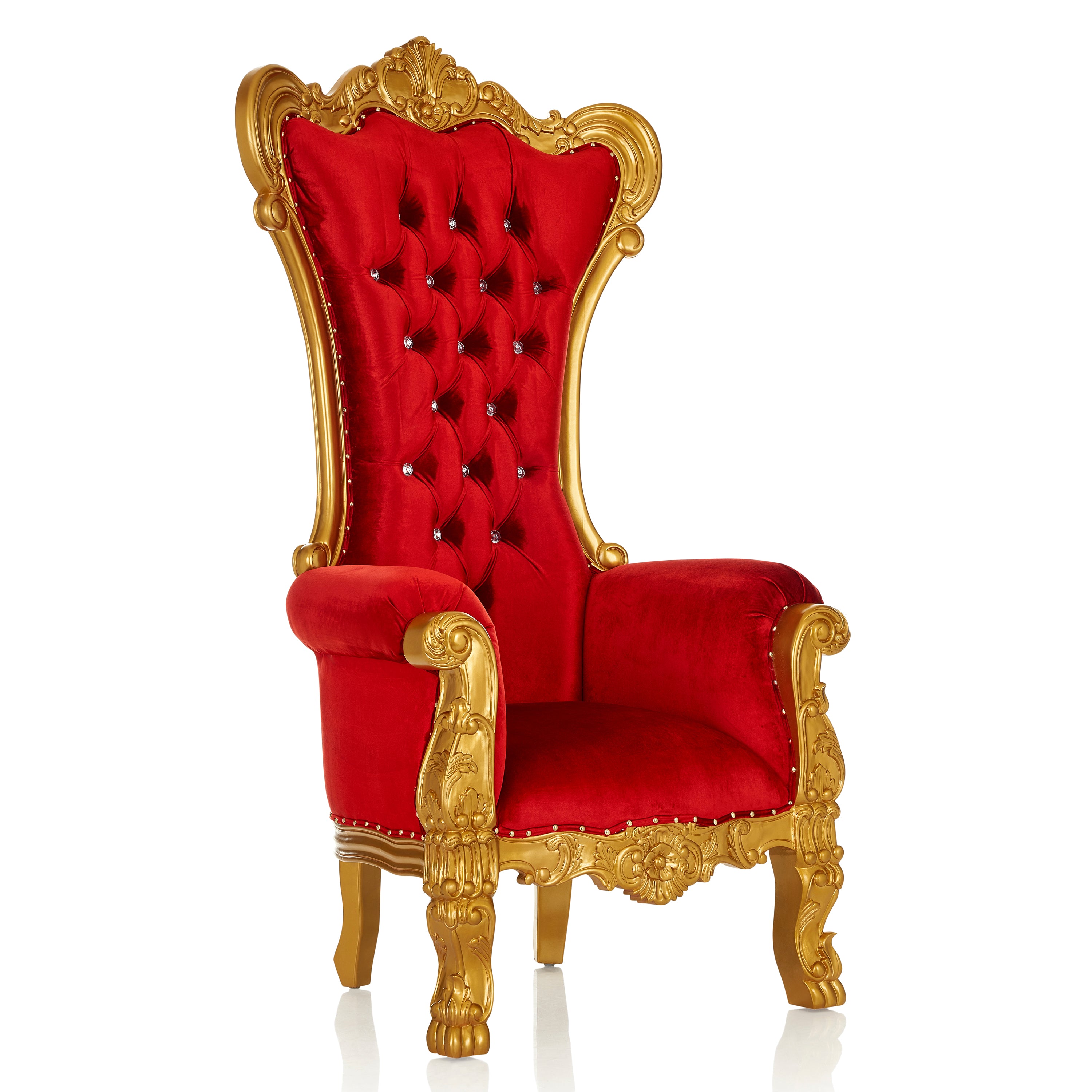 "Queen Bella" Royal Throne Chair - Red Velvet / Gold