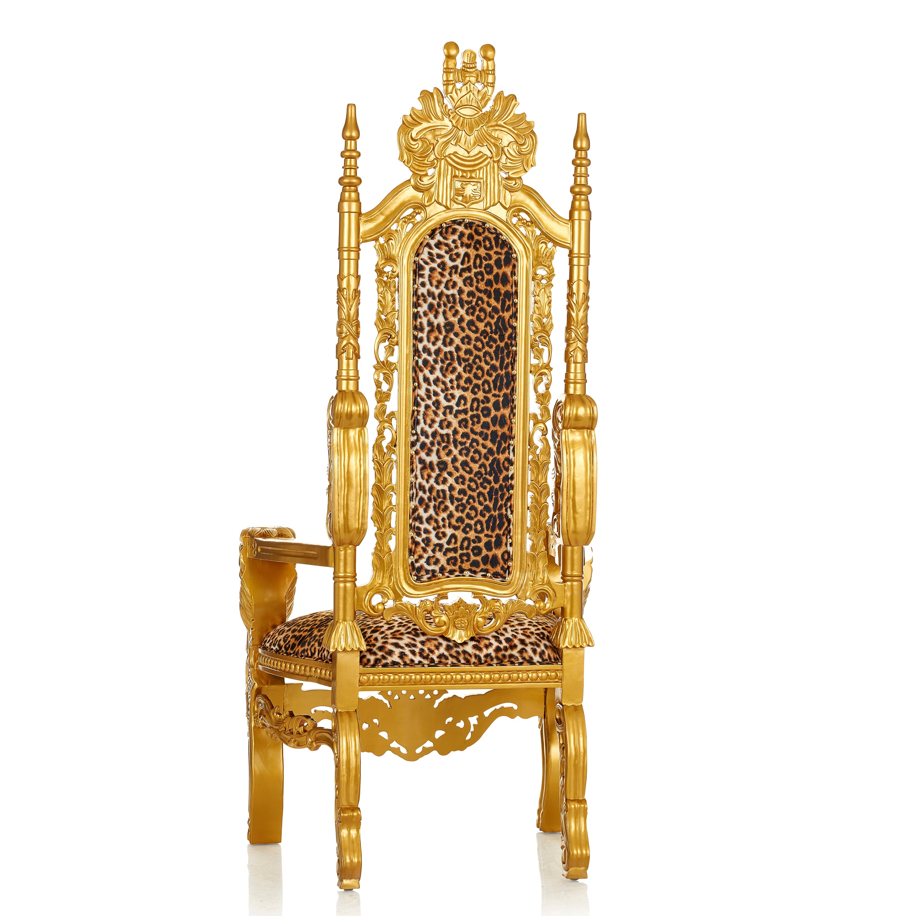 "King David" Lion Throne Chair - Animal Print / Gold