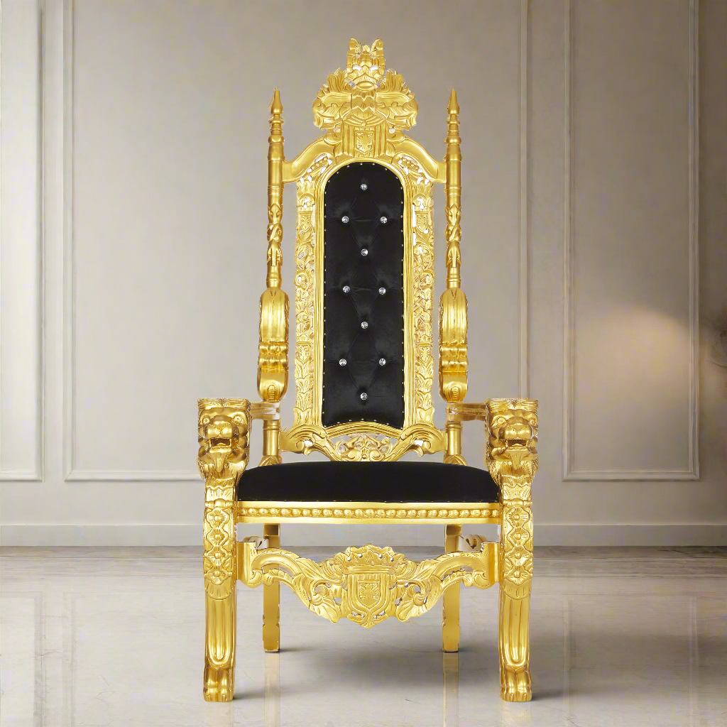 Silla con trono de león "King David" - Terciopelo negro / Oro – THRONE ...