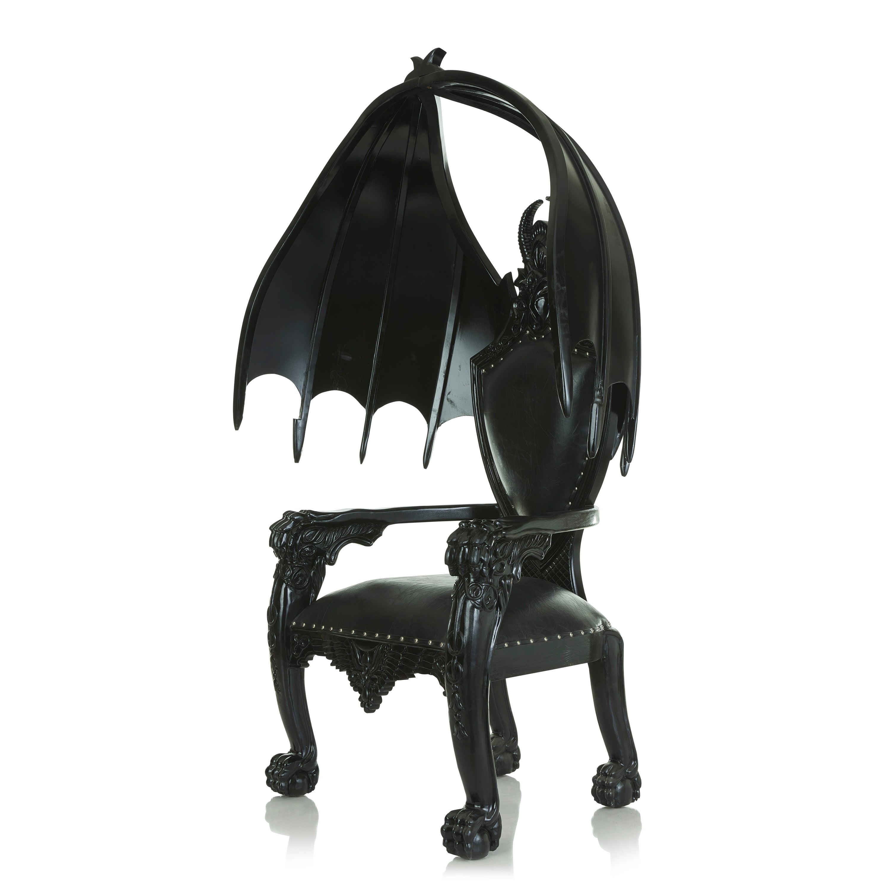 "Cerbera" Royal Gothic Throne Chair - Black Vinyl / Black