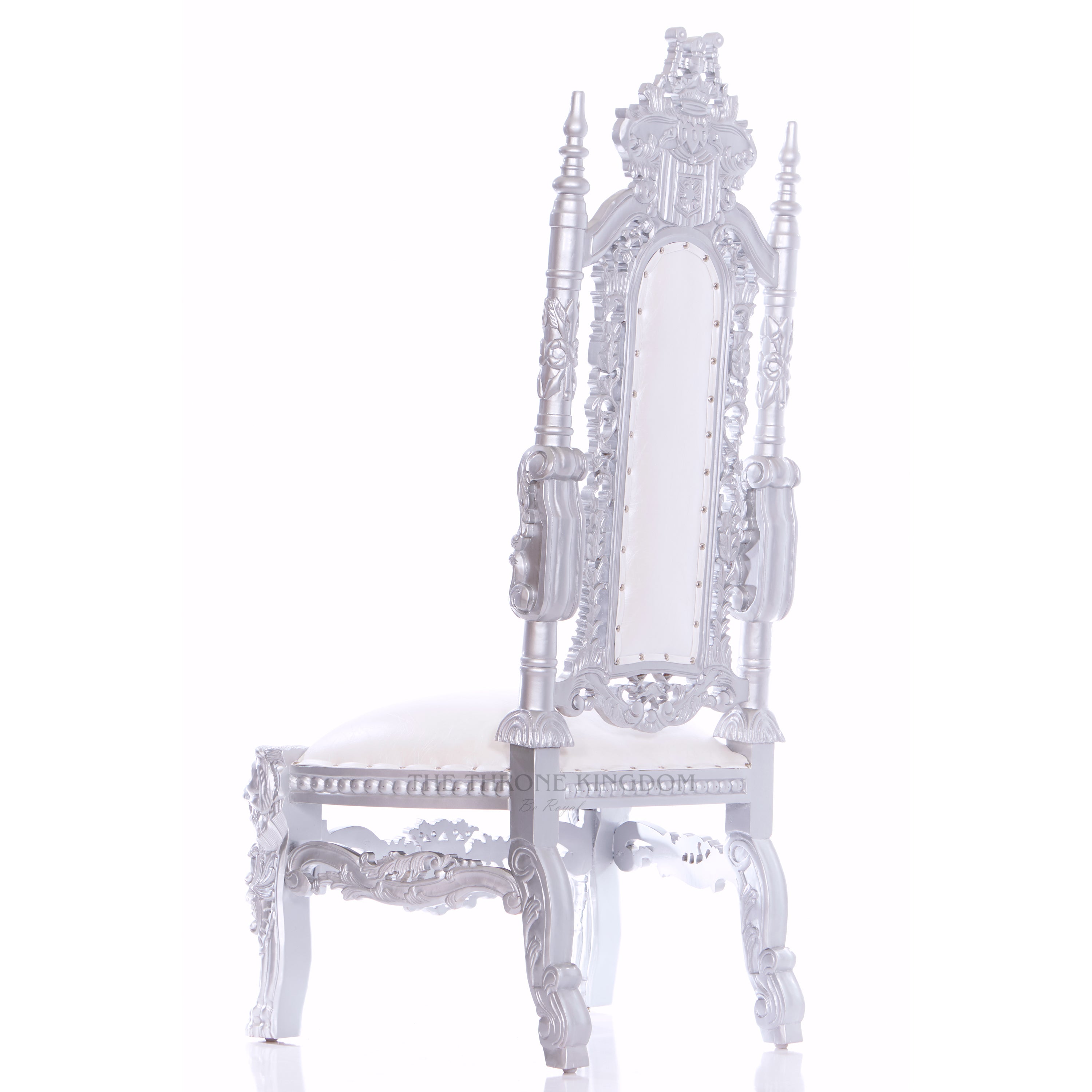 "King David 60" Armless Throne - White / Silver