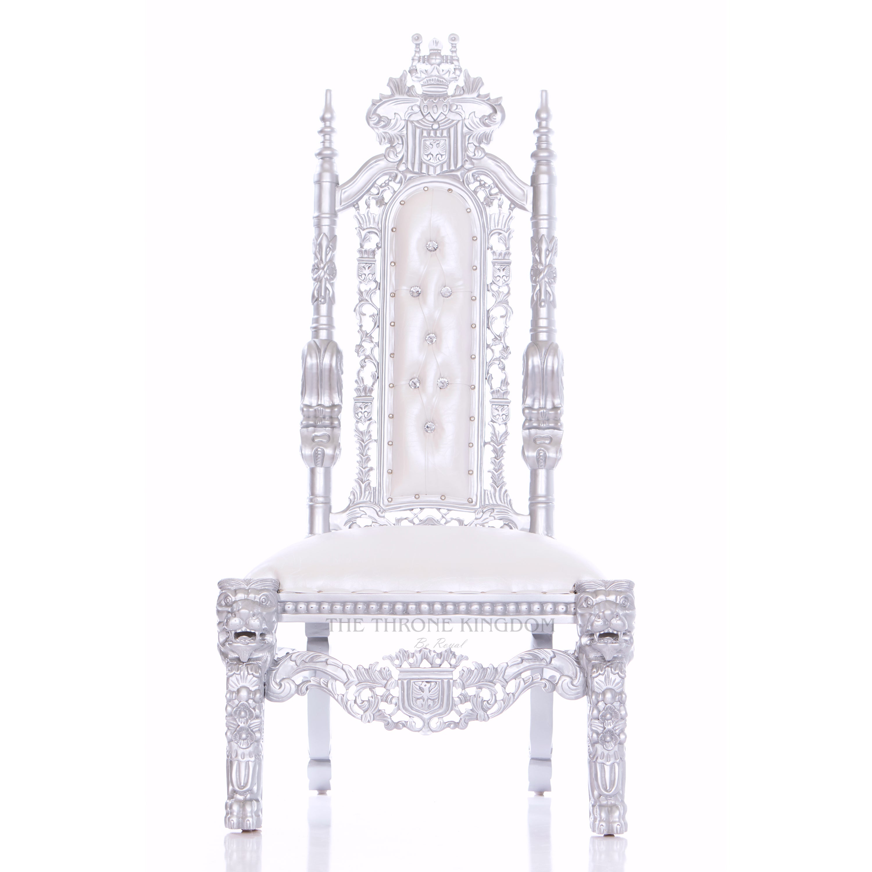 "King David 60" Armless Throne - White / Silver