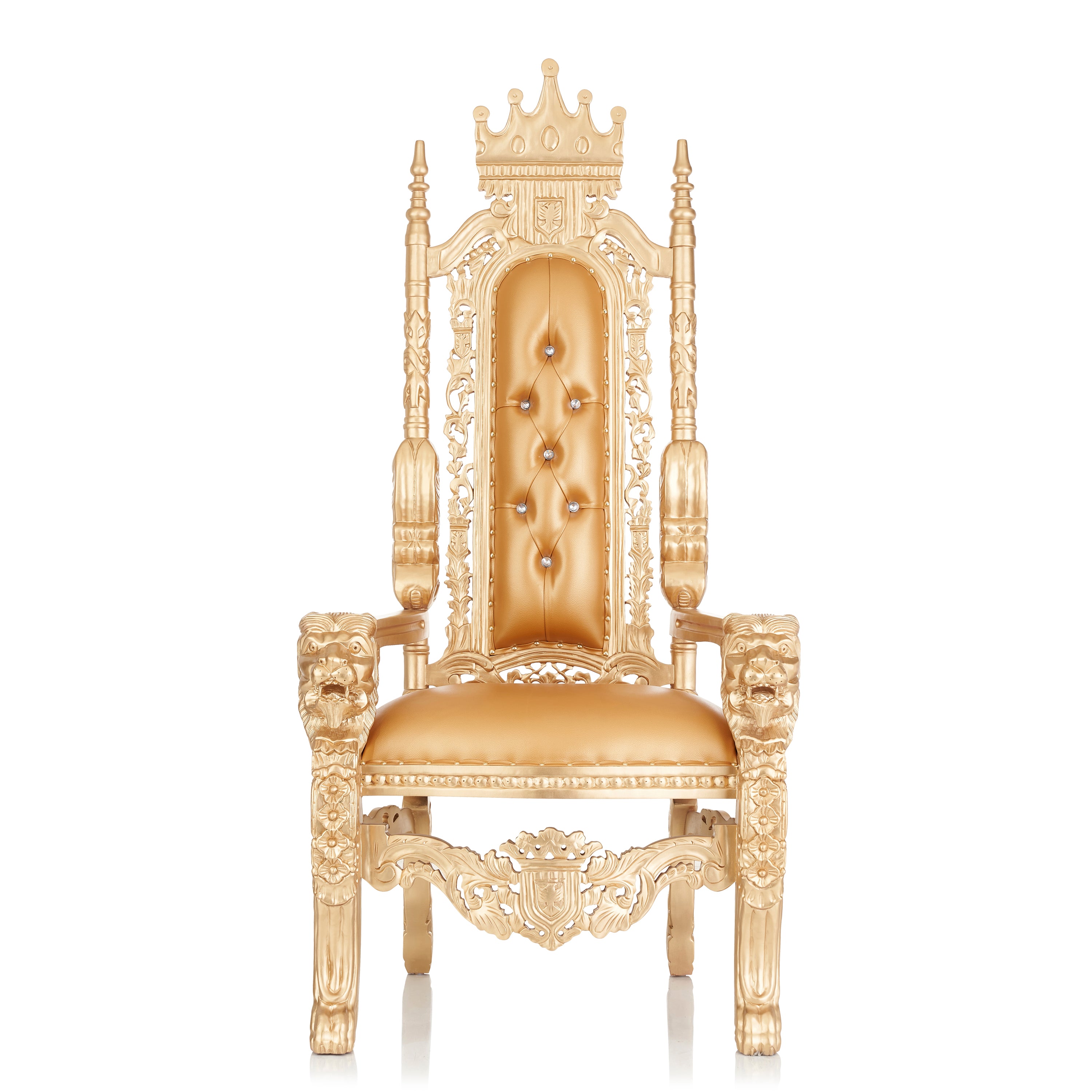 "King David" Crown Lion Throne Chair - Gold / Gold