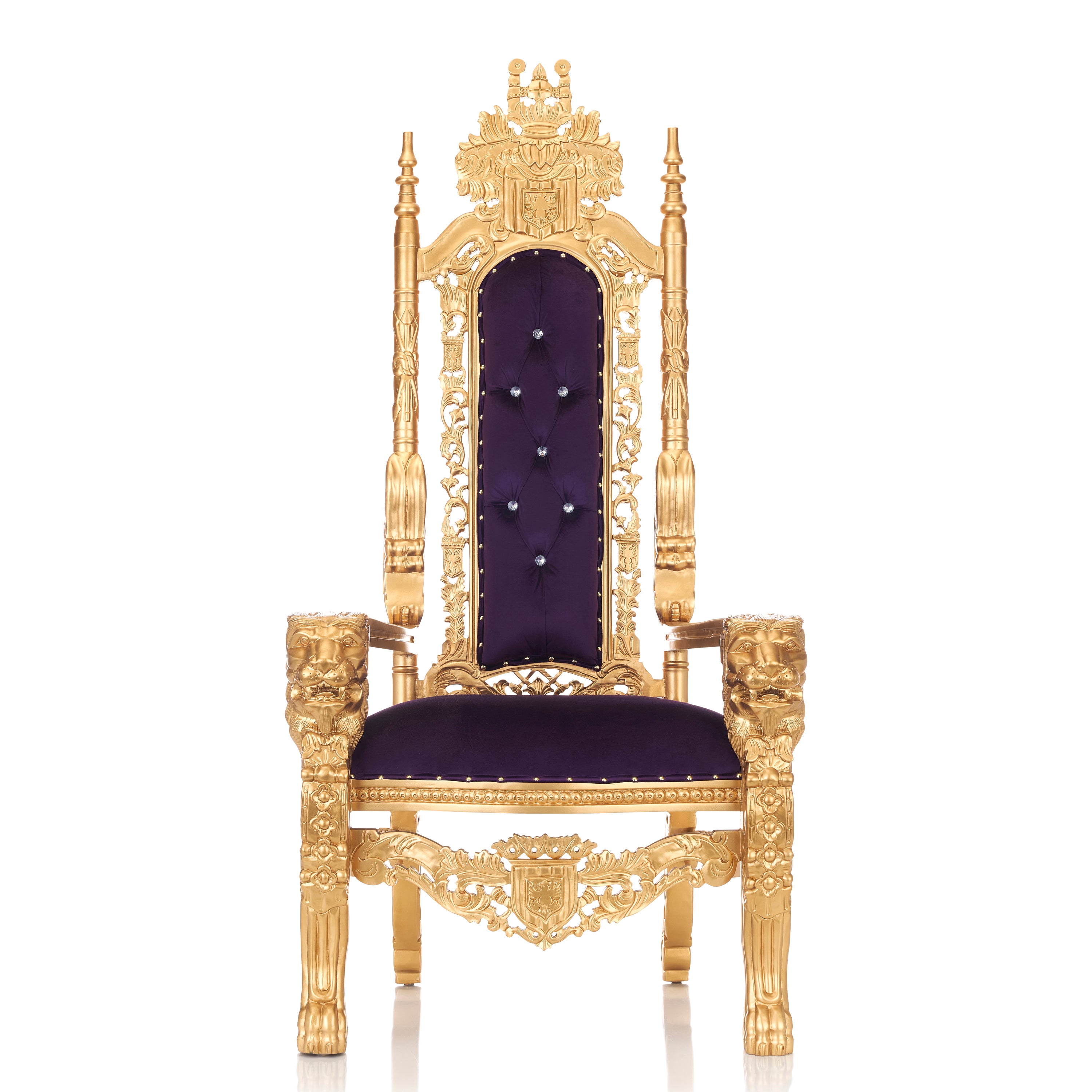 "King David" Lion Throne Chair - Purple Velvet / Gold