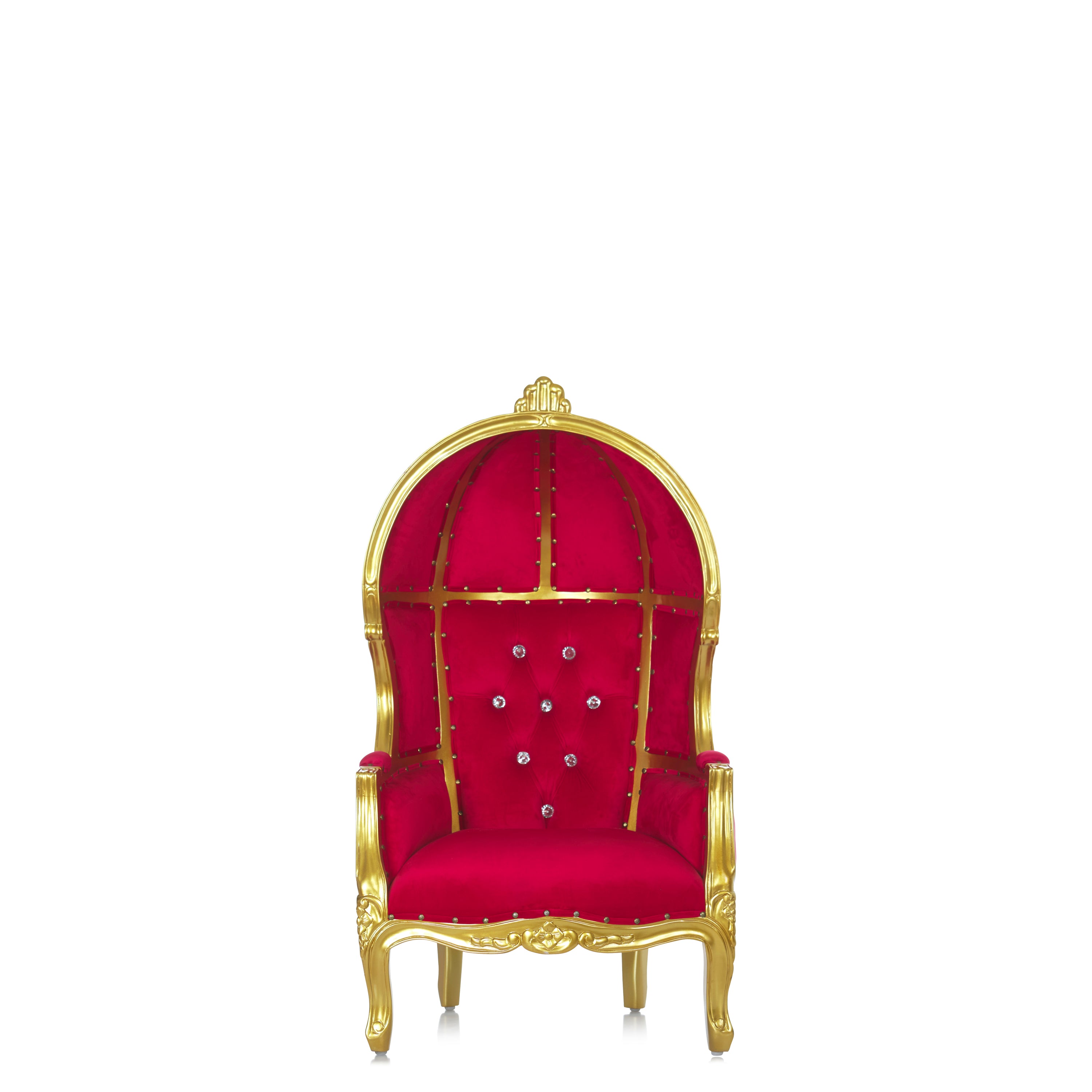 "Mini Canopy" Kids Throne Chair - Red Velvet / Gold